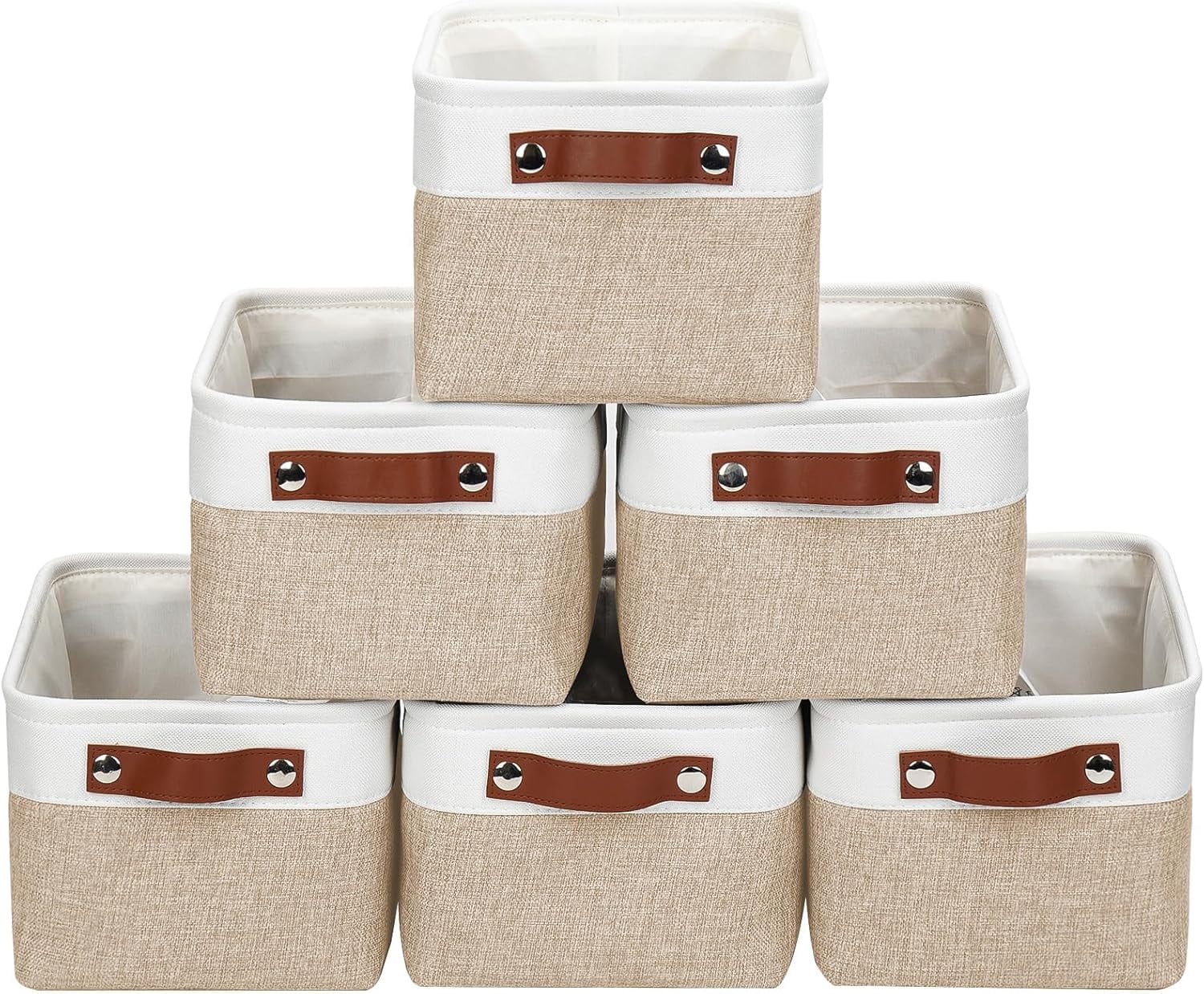 Small Storage Basksts with PU Handle - 12*8*6 inch Decorative Fabric ...