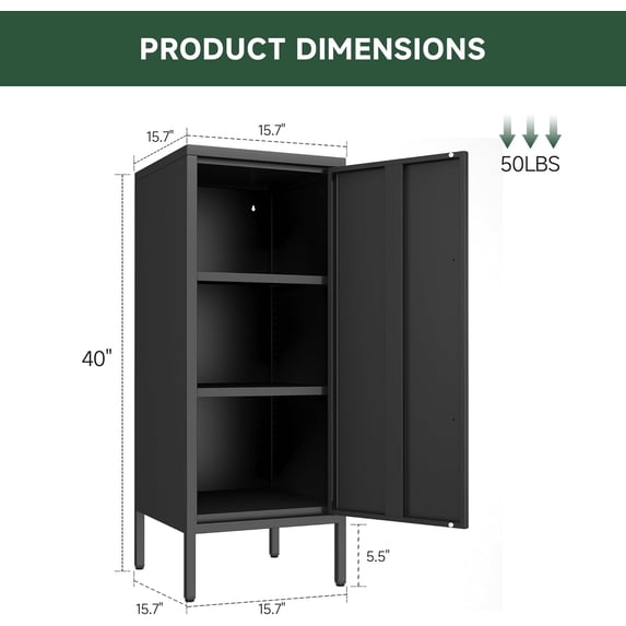 Small Storage Cabinet with Door & 2 Adjustable Shelves 39.5 Metal ...