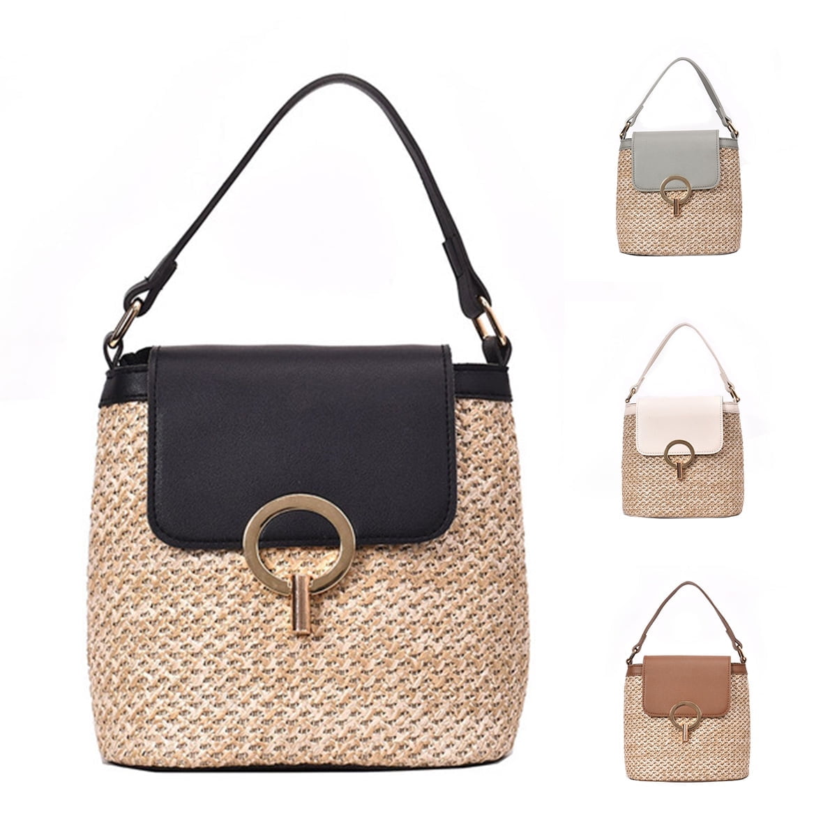 Small Straw Bucket Bags For Women Summer Crossbody Bags Female Travel ...