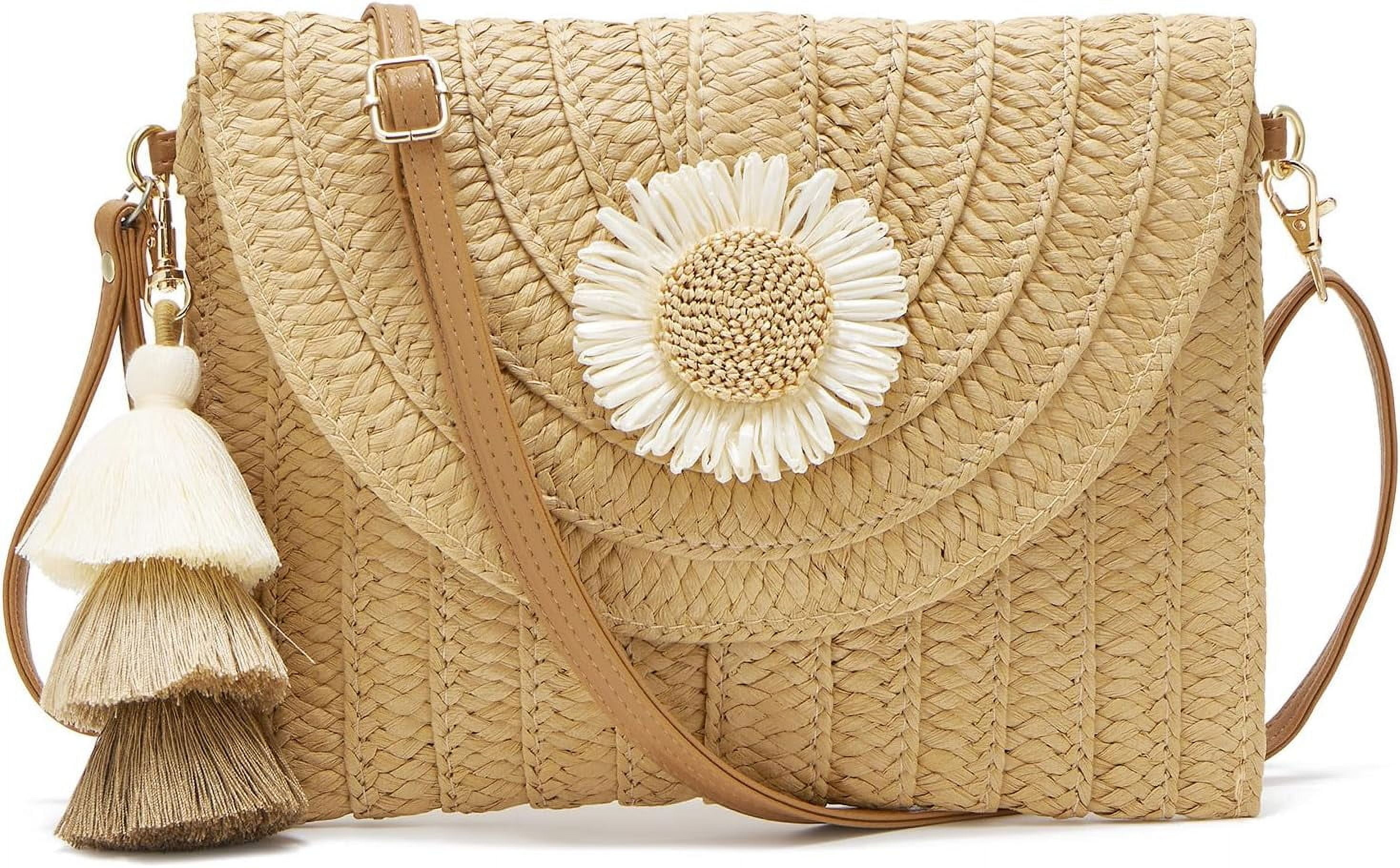 Small Straw Purse for Women Summer Clutch Purses Beach Woven Envelope ...