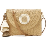 Women Straw Crossbody Clutch Purse Straw Shoulder Handbag Cloud ...