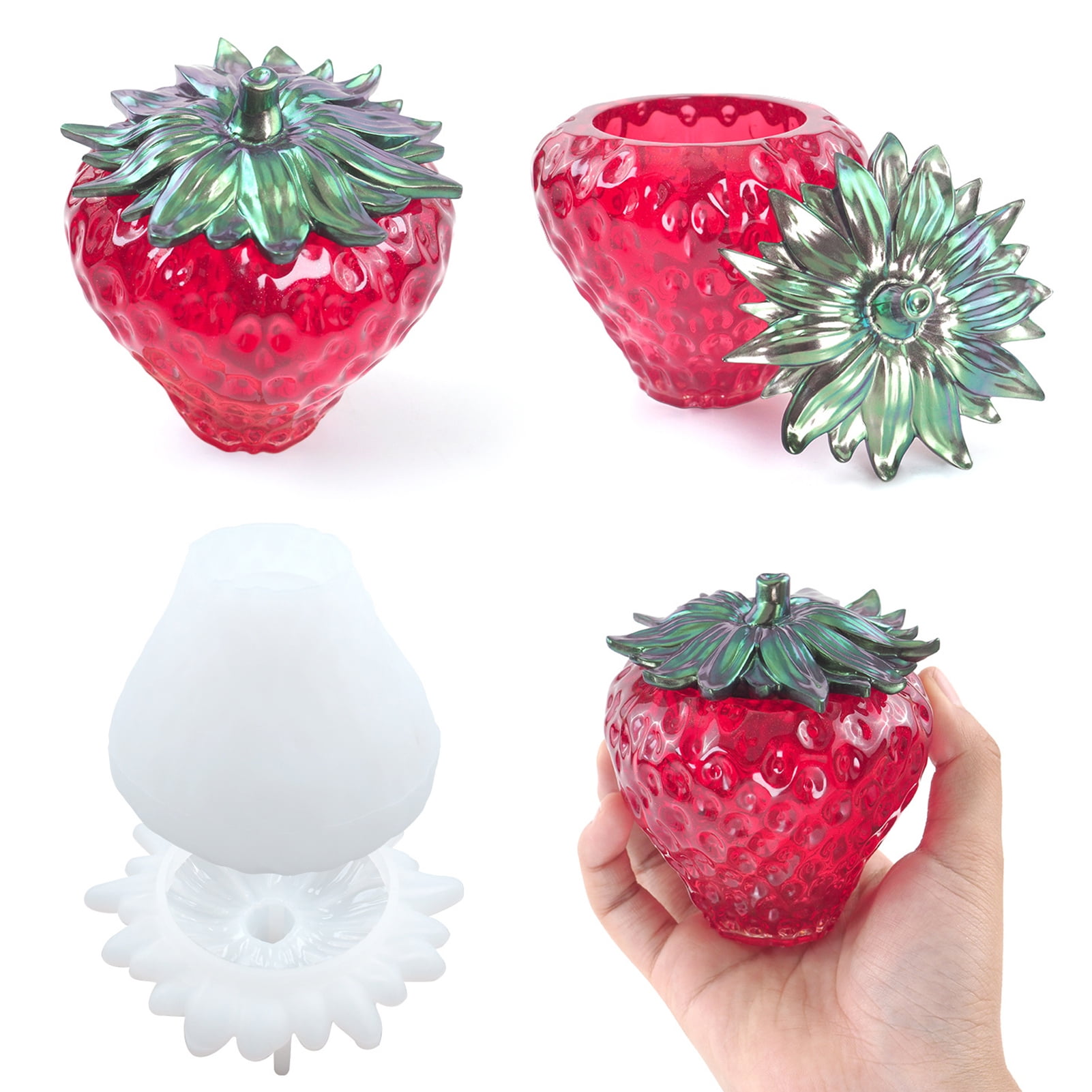 Small Strawberry Storage Box Silicone Resin Mold with lids Strawberry ...