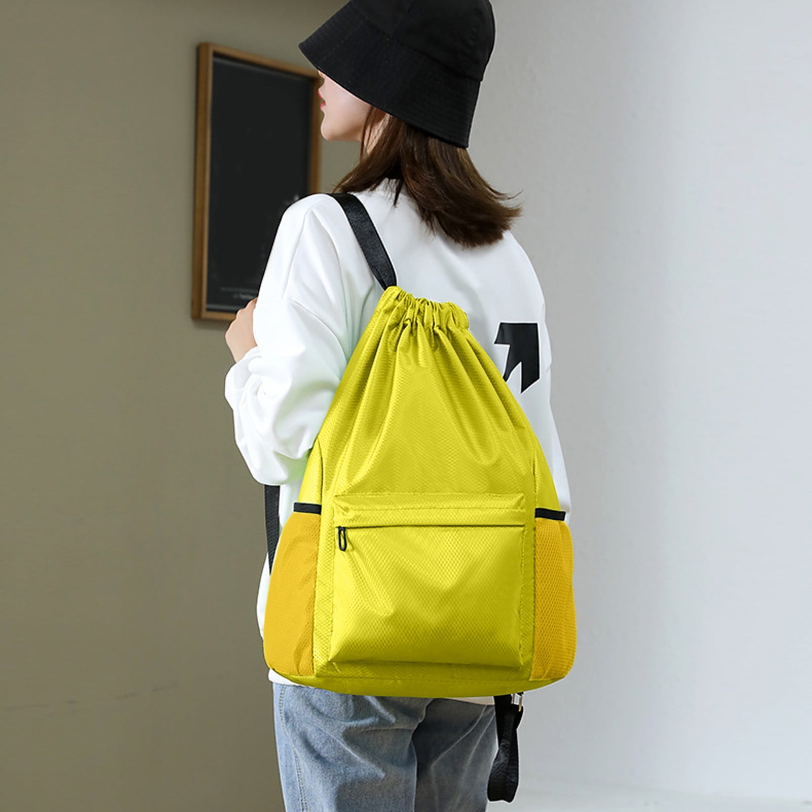 Small String Bag String Bag Pack to Rack Dance Bag Nylon Backpack ...