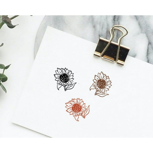 Small Sunflower Stamp | Sunflower Bouquet Stamp | Wooden Floral Stamp ...