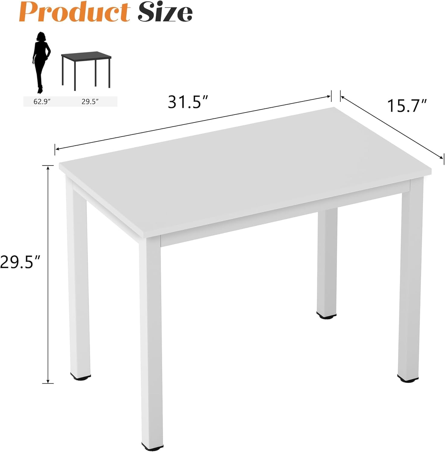 Small Table - 31.5 Inch Study Desk for Narrow Spaces,Sturdy and Heavy ...