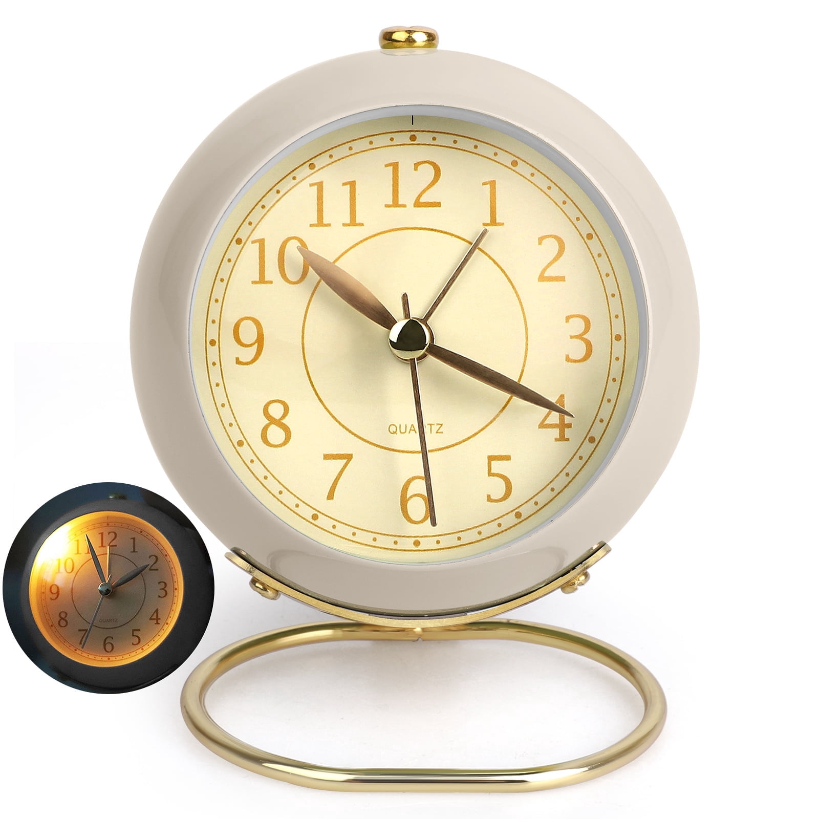 Small Table Clocks, Classic Non-Ticking Silent Tabletop Alarm Clock ...