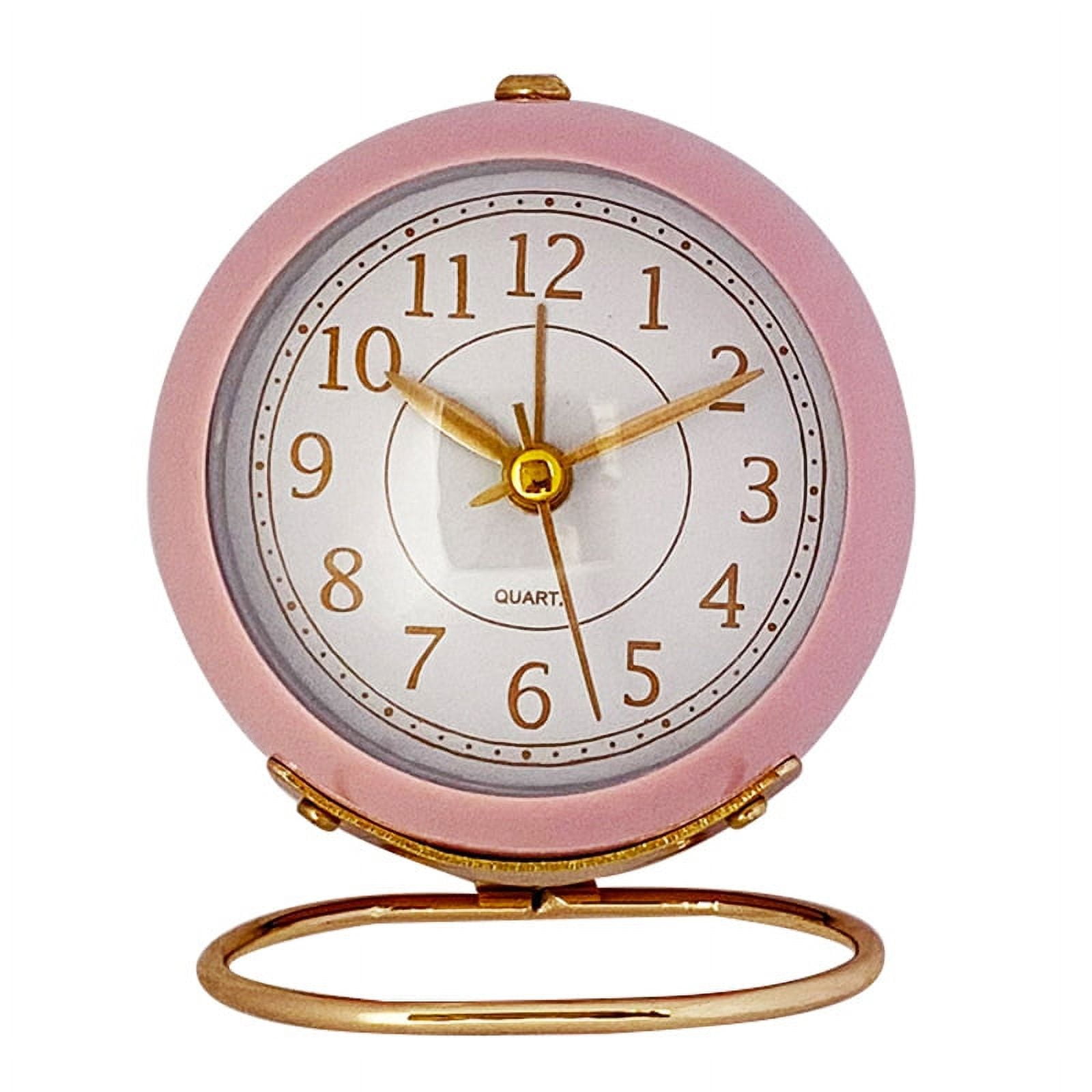 ENTASSER Small Table Clock, Analog Alarm Desk Clock, Metal Base ...
