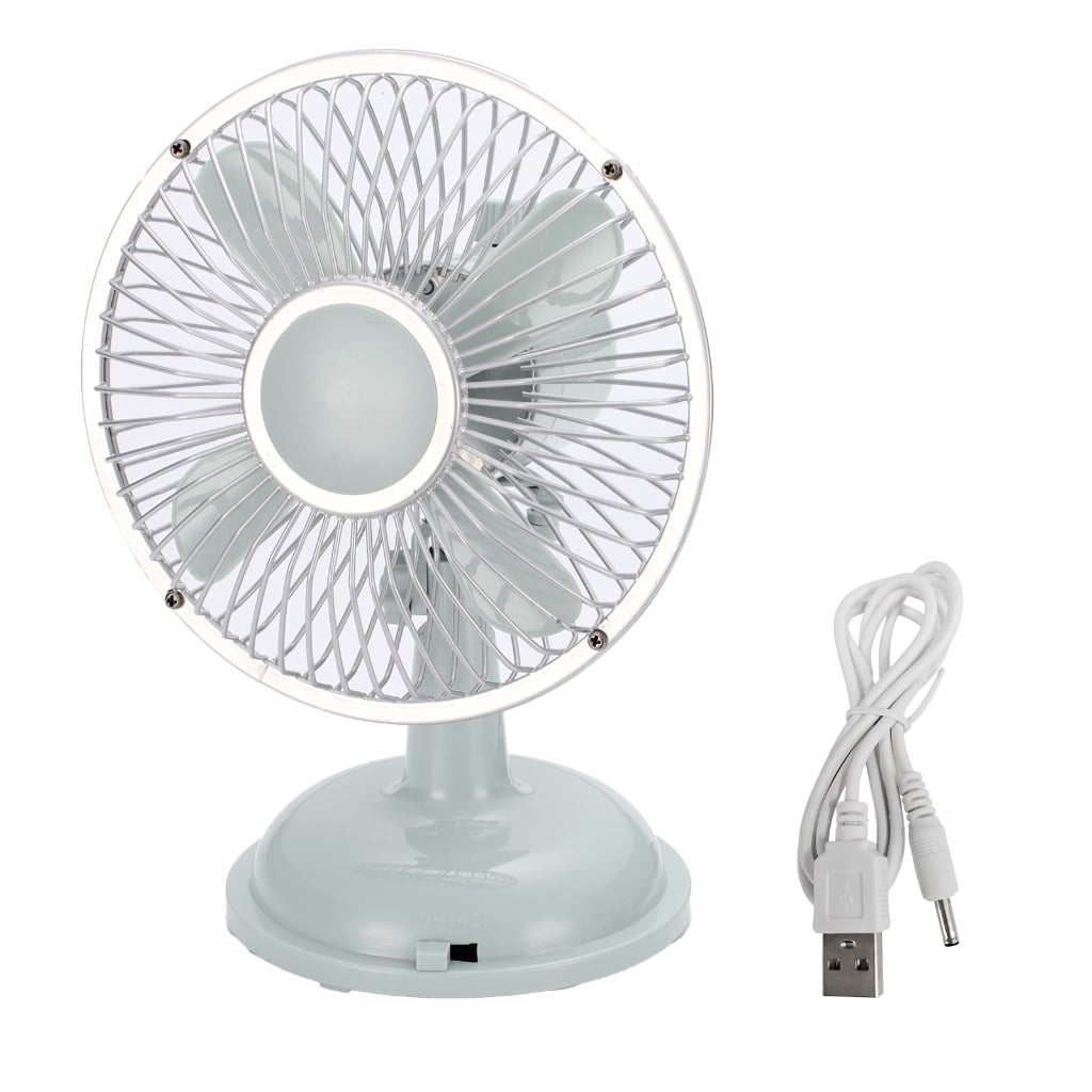 Small Table Fan 5.7inch Oscillating Table Fan 2-Speed USB/AA Battery ...