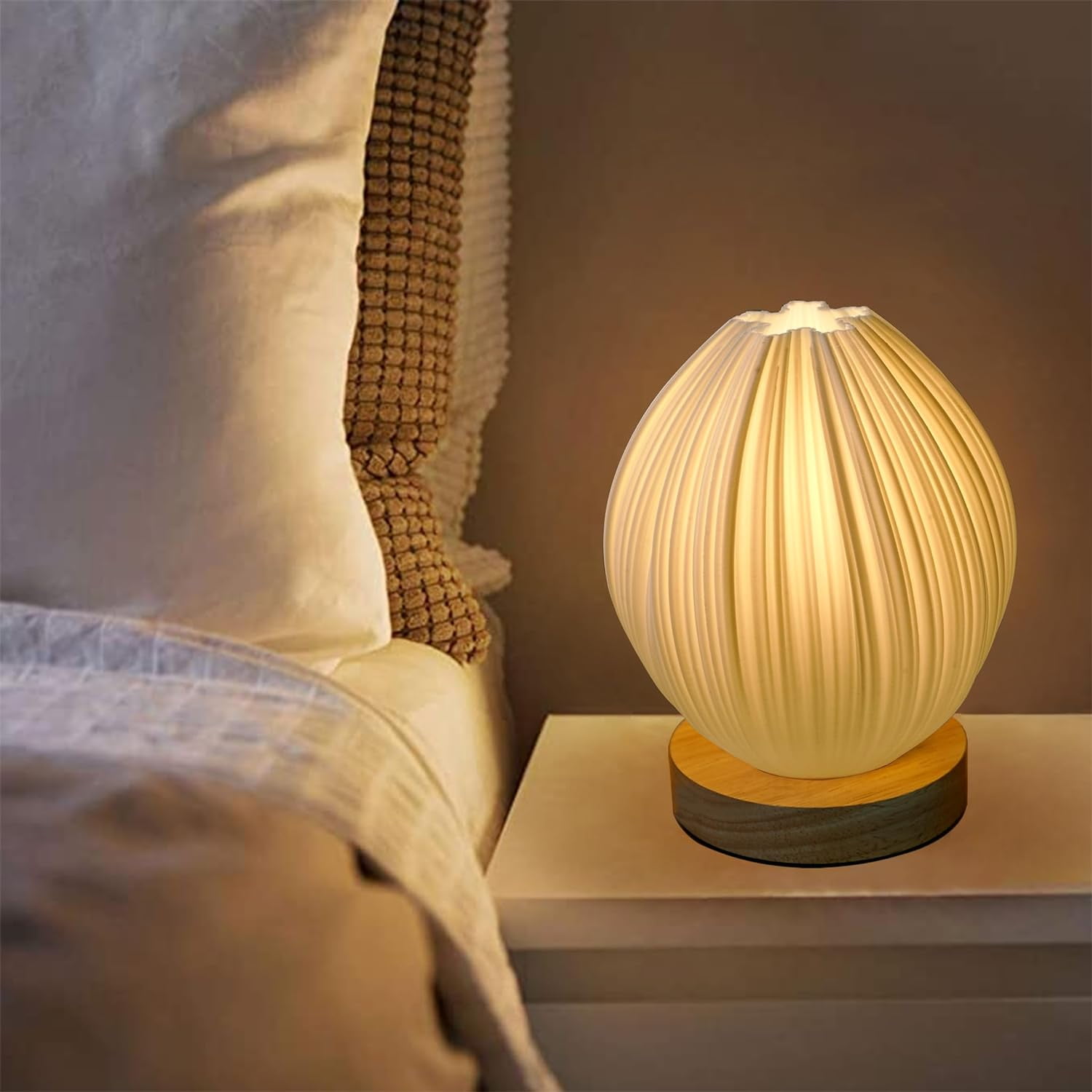 Small Table Lamp for Bedroom, Novelty Vintage Style Striped Small ...