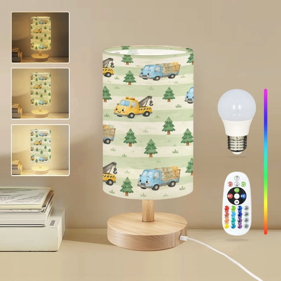 Small Table Lamp Dimmable Bedside Lamp with 16 Color Remote LED Bulb ...