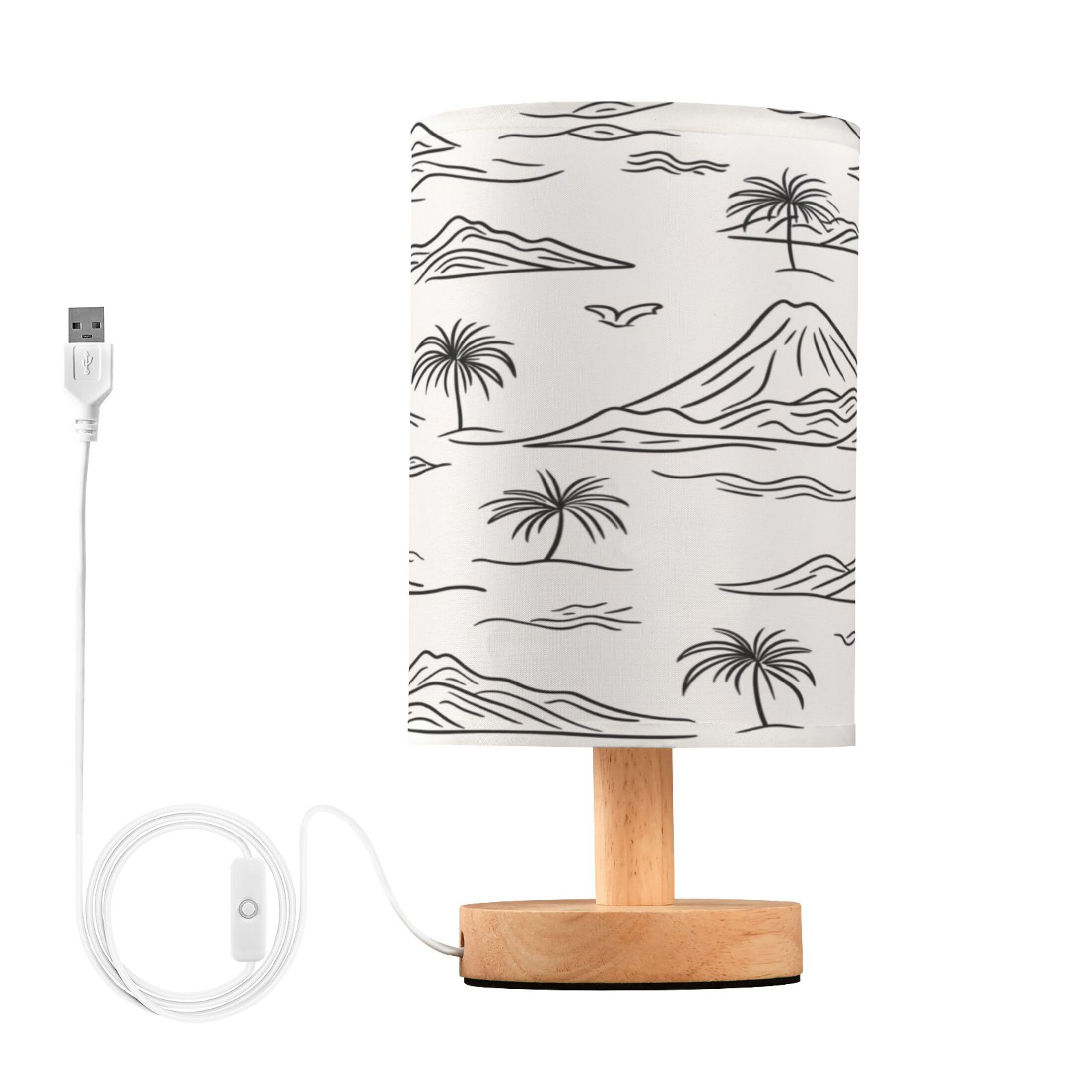 Small Table Lamp LED Bedside Nightstand Lamps with Fabric Shade Decor ...