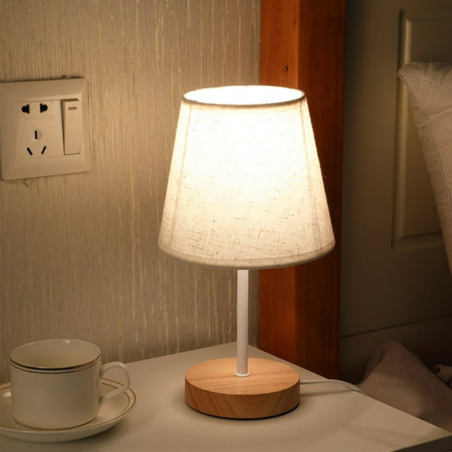 Small Table Lamp for Bedroom, Bedside Lamps for Nightstand, Wood Night ...