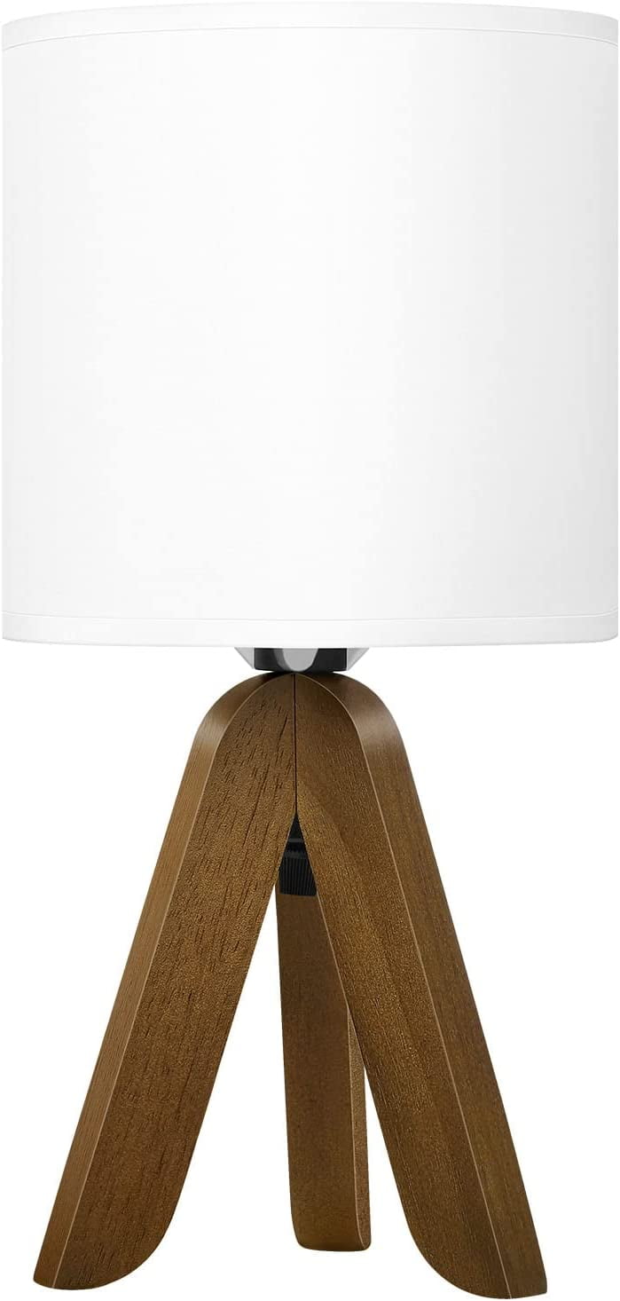 HAITRAL Small Table Nightstand Lamp - Wooden Tripod Base - Walmart.com