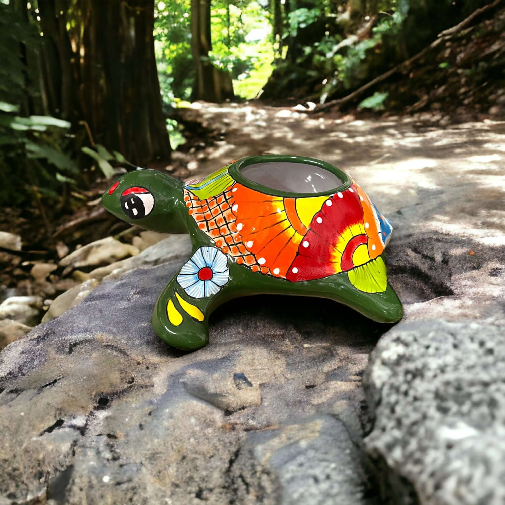 Small Talavera Sea Turtle Planter | Hand-Painted Mexican Turtle Pottery ...