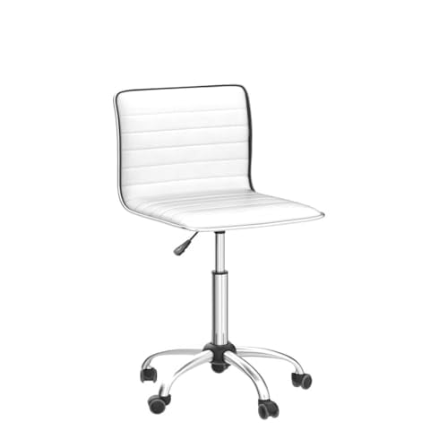 Small Task Chair for Women, Low Back Armless PU Leather Ribbed Computer ...
