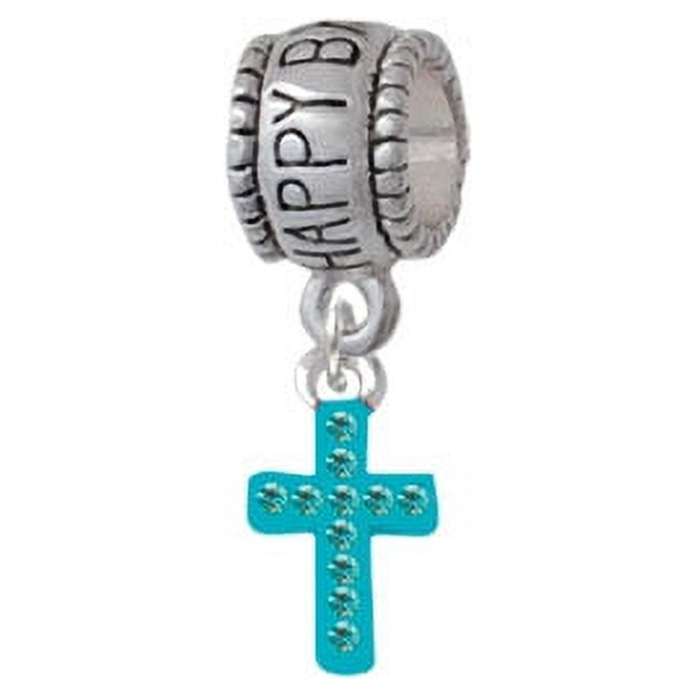 Small Teal Crystal Cross - Happy Birthday Charm Bead - Walmart.com