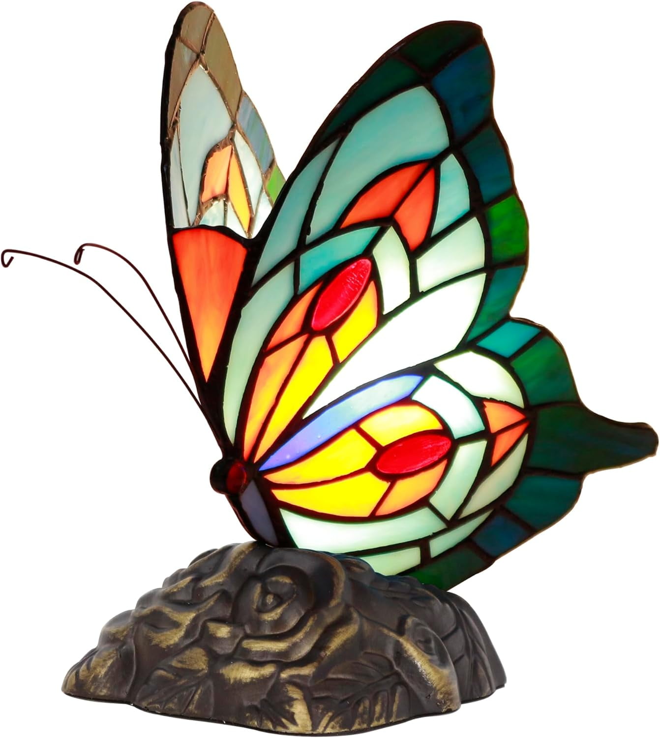 Small Tiffany Table lamp Stained Glass Butterfly Desk Lamp 7X5X9.8 Inch ...
