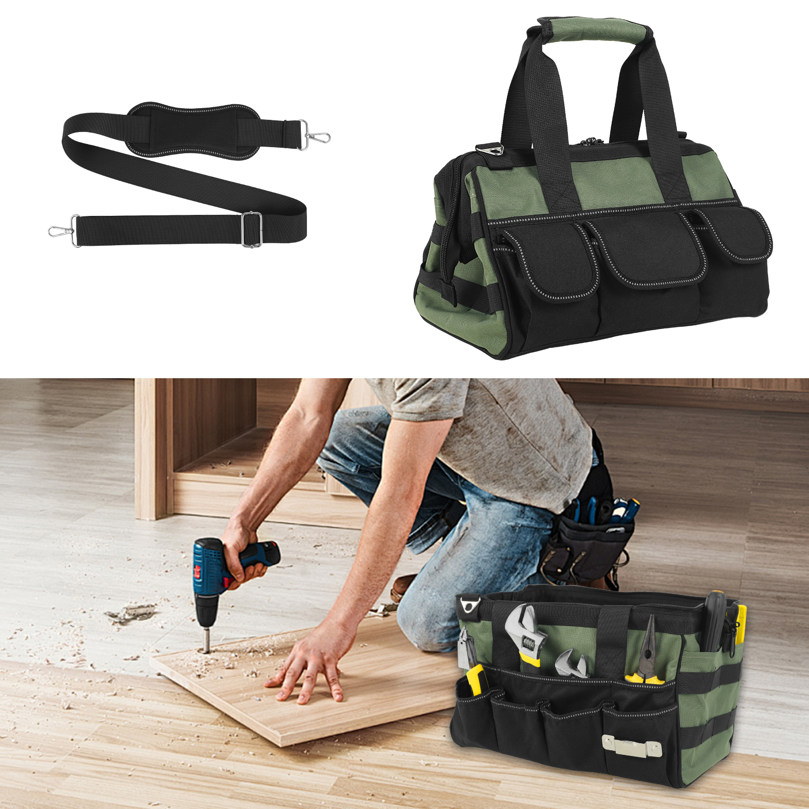 Small Tool Bag 12 Inch Oxford Cloth Tool Bag Organizer with 25 Pocket ...