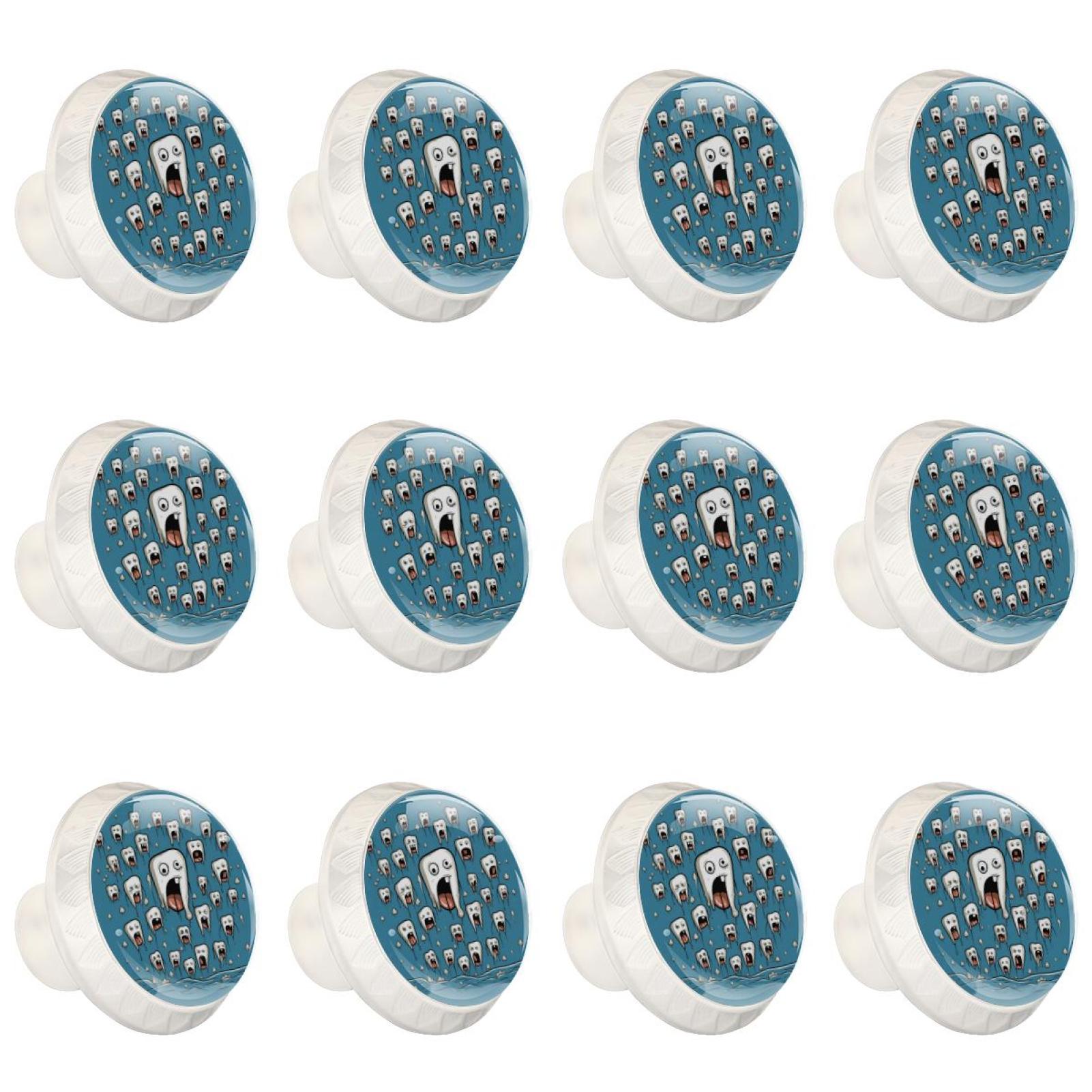 Small Tooth 12 Pcs White Round Drawer Pulls with Screws,ABS and Glass ...