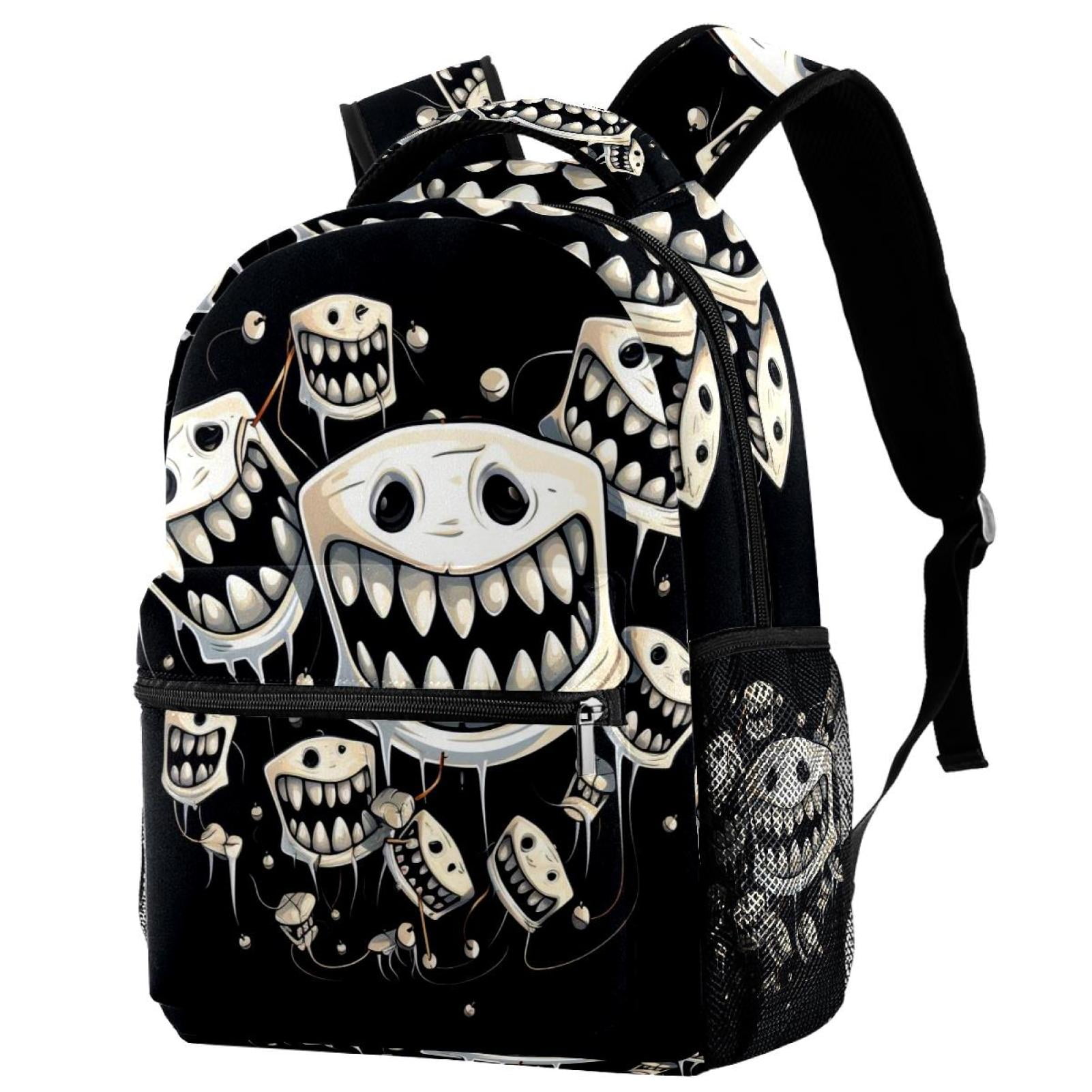Small Tooth Black Background Lightweight Backpacks Roomy Interior ...