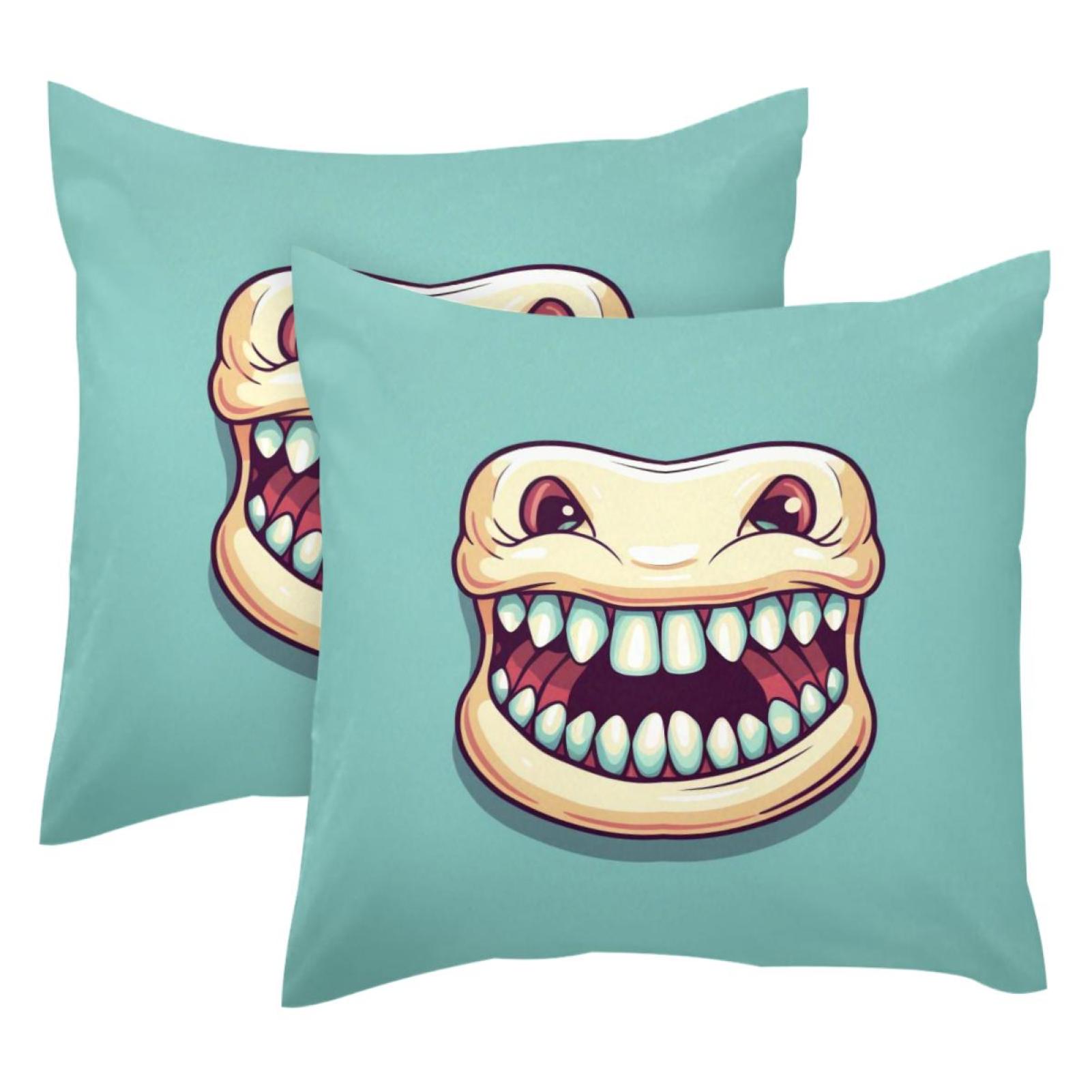 Small Tooth Pattern 2PCS Printed Square Cushion 16x16 Inch Pillow ...