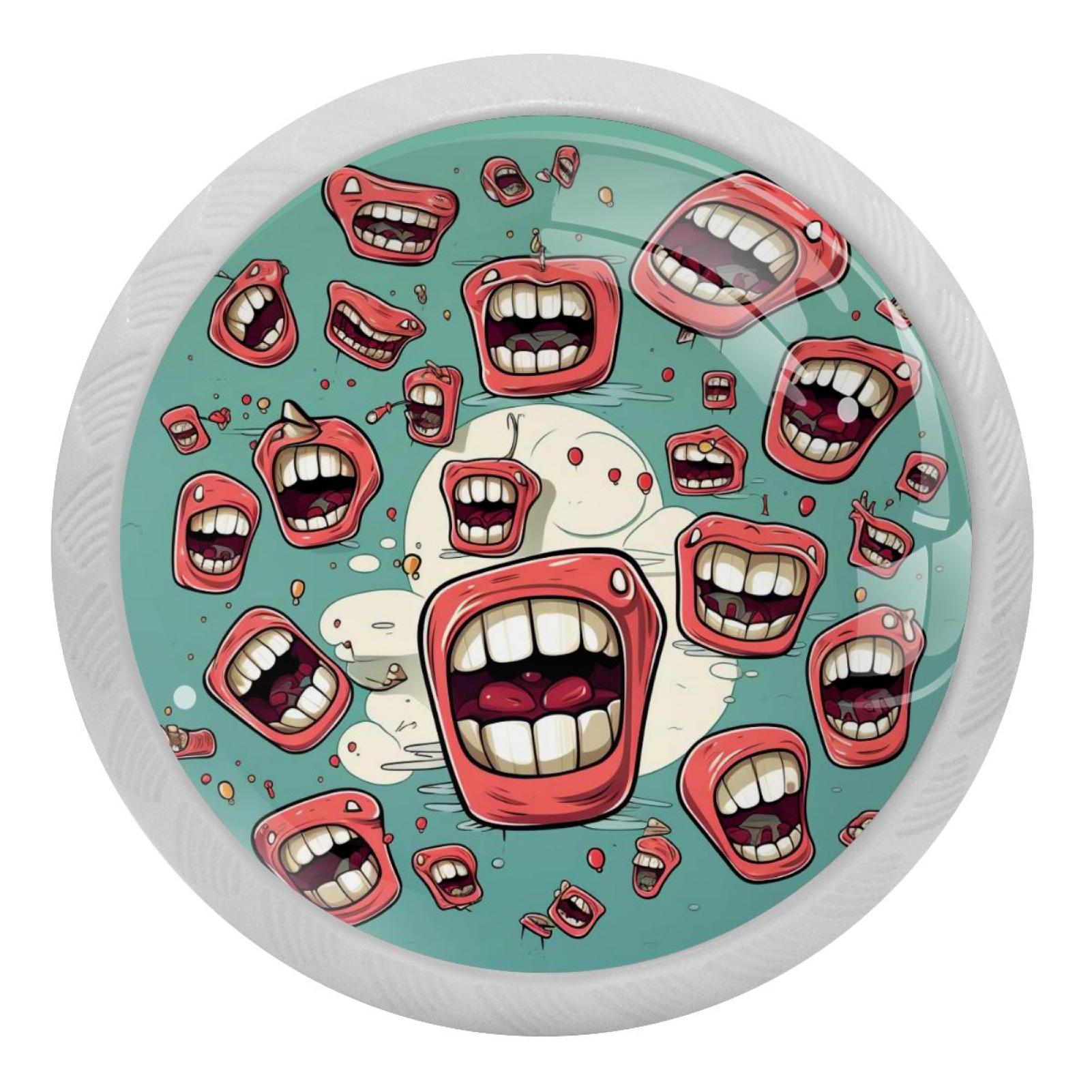 Small Tooth Pattern 4PCS Cabinet Knobs Pulls Fluorescent Drawer Handle ...