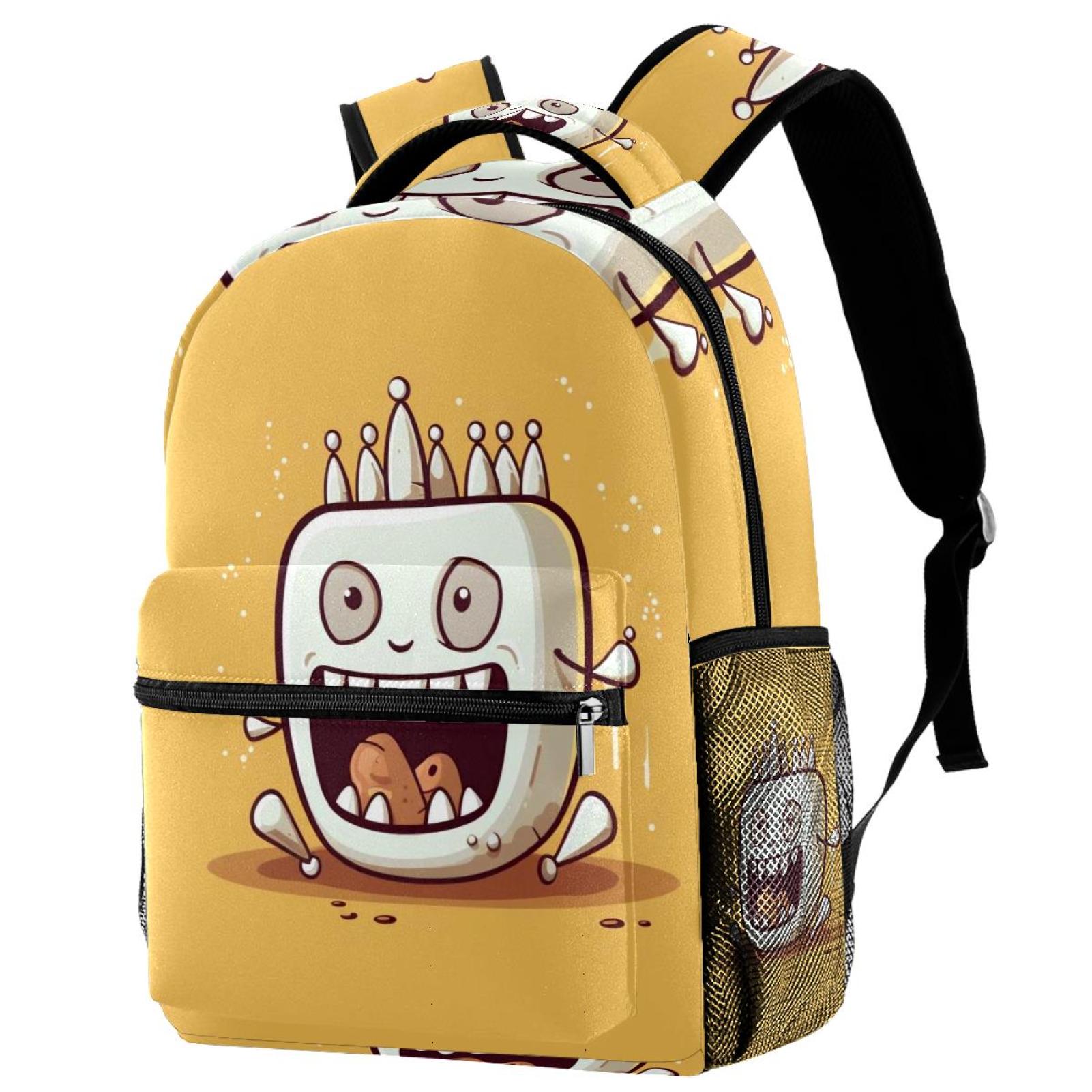Small Tooth Yellow Background Casual Backpacks Lightweight Premium ...