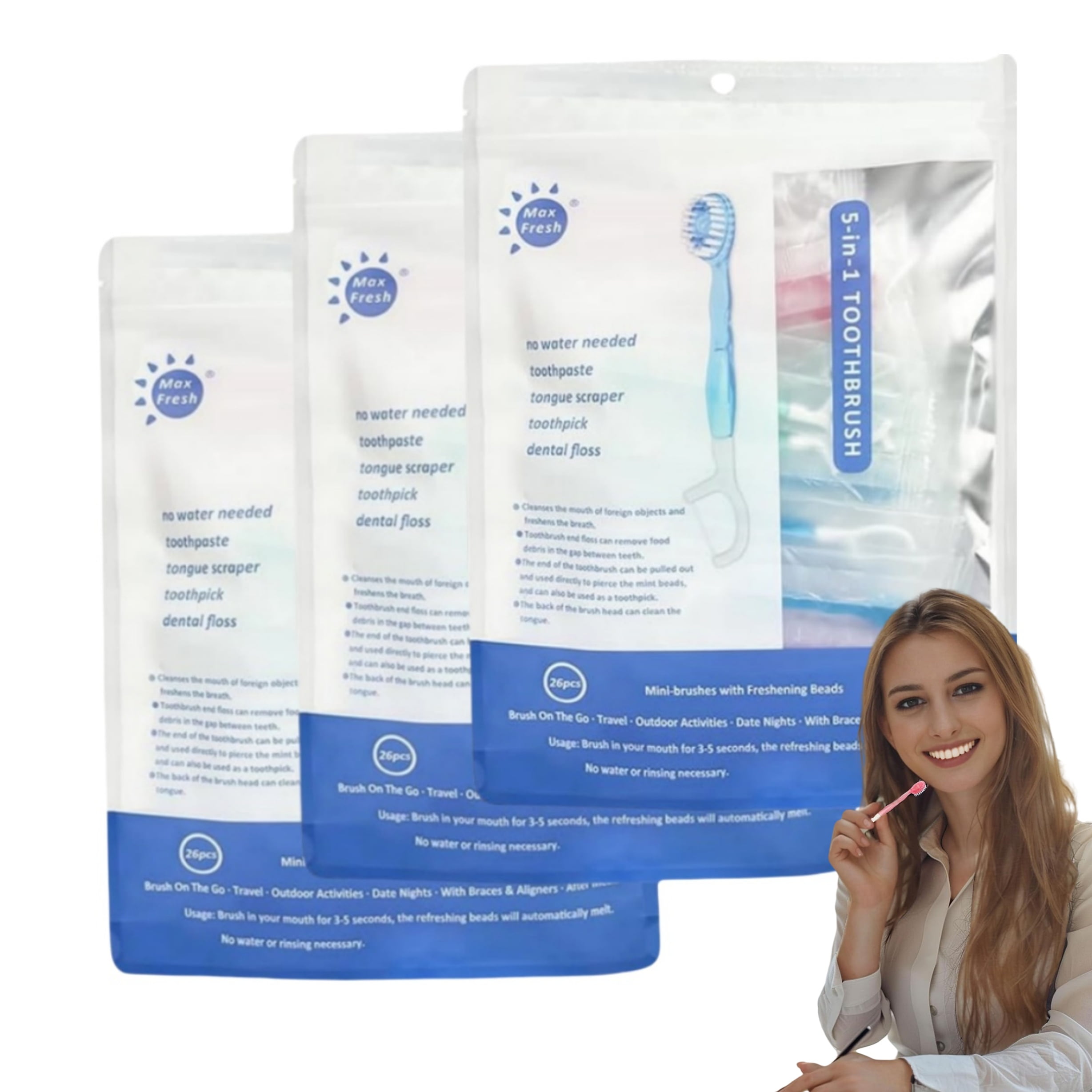 Small Toothbrush Disposable with Toothpaste,Tongue Scrapers,Floss and ...