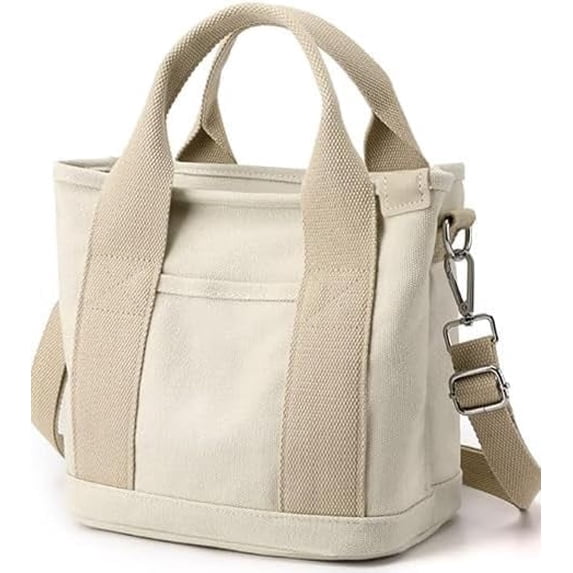 Small Tote Bag with Zipper, 2024 Canvas Multi-Pocket Crossbody Bag ...