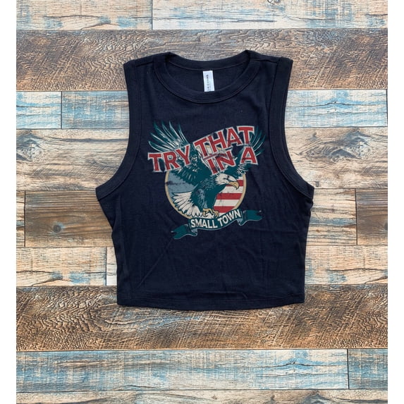 Small Town Baby Tee, Country Music Crop Tank, Eagle I stand with, Retro ...
