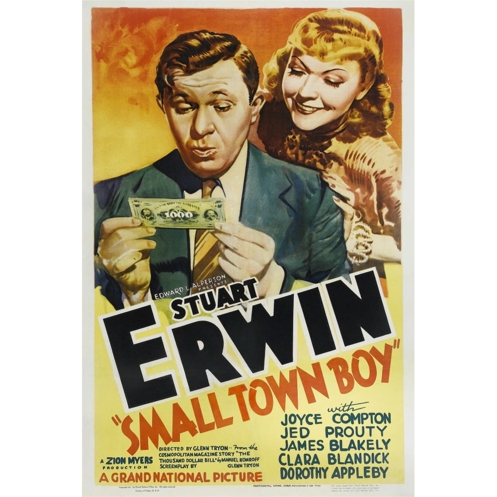 Small Town Boy From Left: Stuart Erwin Joyce Compton 1937 Movie Poster ...