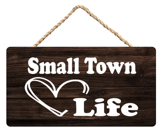Small Town Live 12 X 6 Inches Wooden Door Signs Wood Hanging For Home ...