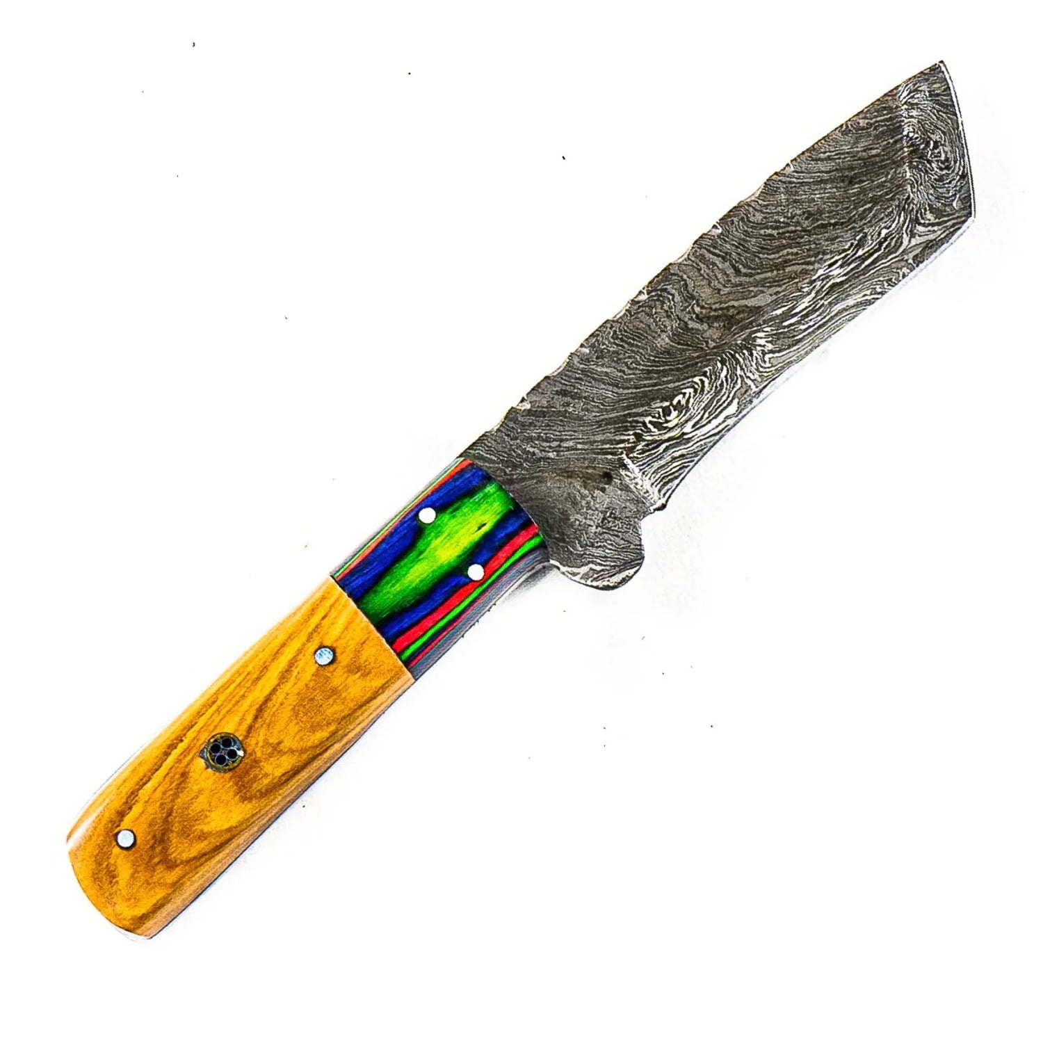 Small Tracker Knife- High Carbon Damascus Steel Blade- Hunting Knife ...