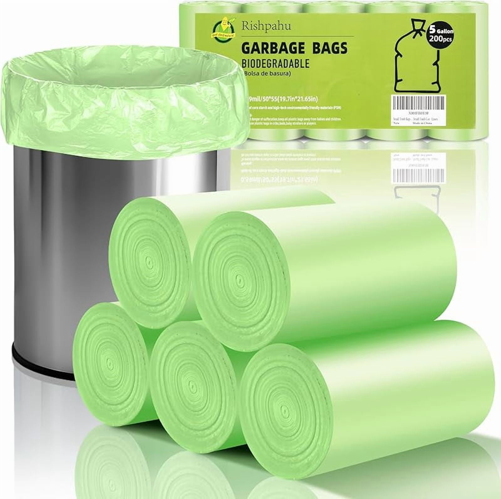 Small Trash Bags 4-6 Gallon - Rishipahu 200 Count Biodegradable Green 4 ...