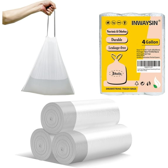 Small Trash Bags 4 Gallon Drawstring, 4 Gallon Trash Bag Extra Strong ...