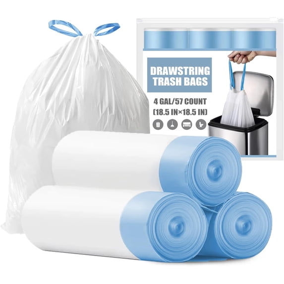 Small Trash Bags 4 Gallon - Drawstring 4 Gallon Trash Bag, Tear-Free 4 ...