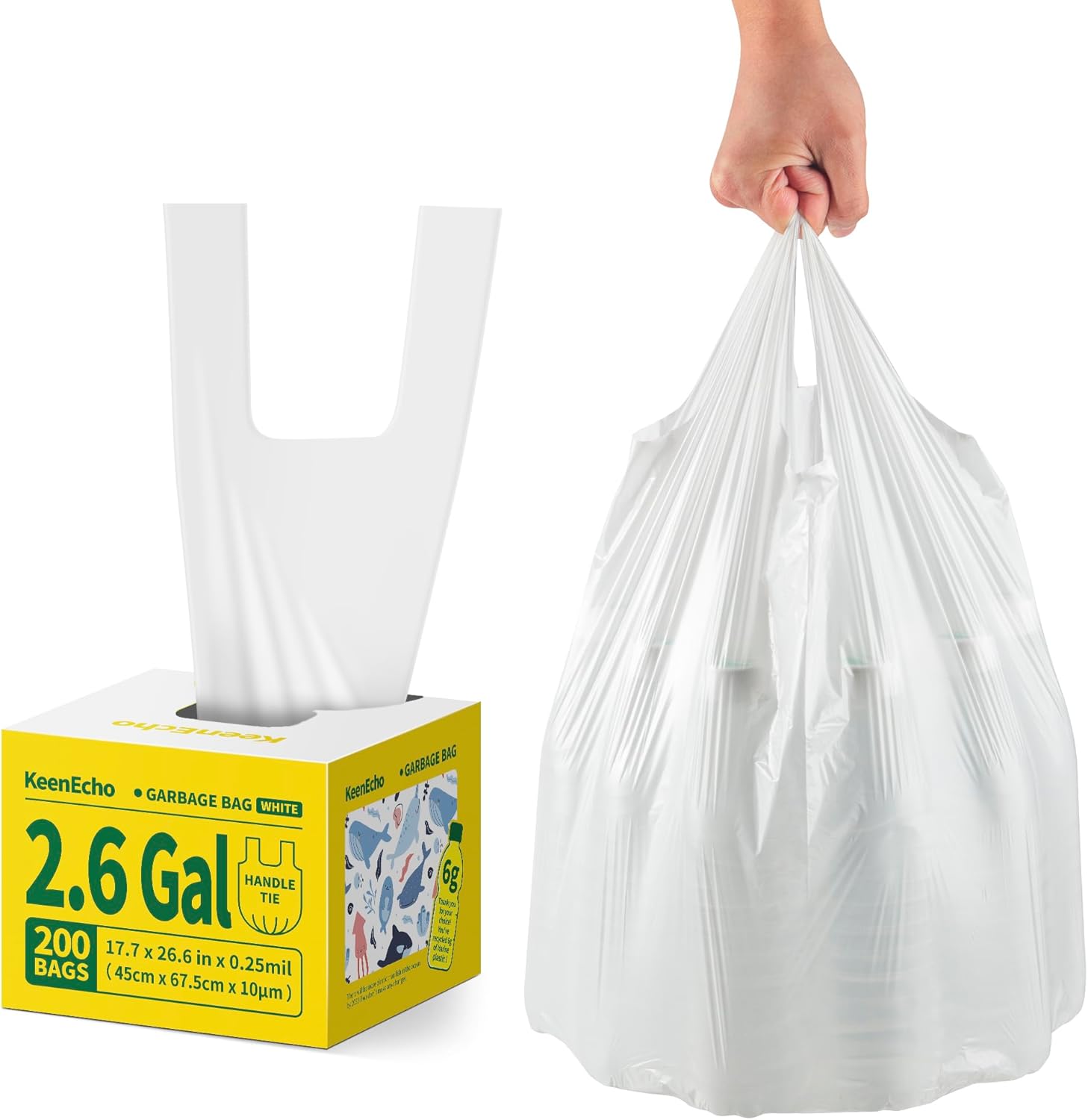 Small Trash Bags with Handles (1.2/2/2.6/3/4/5/6/8/13 Gallon) - Ocean ...
