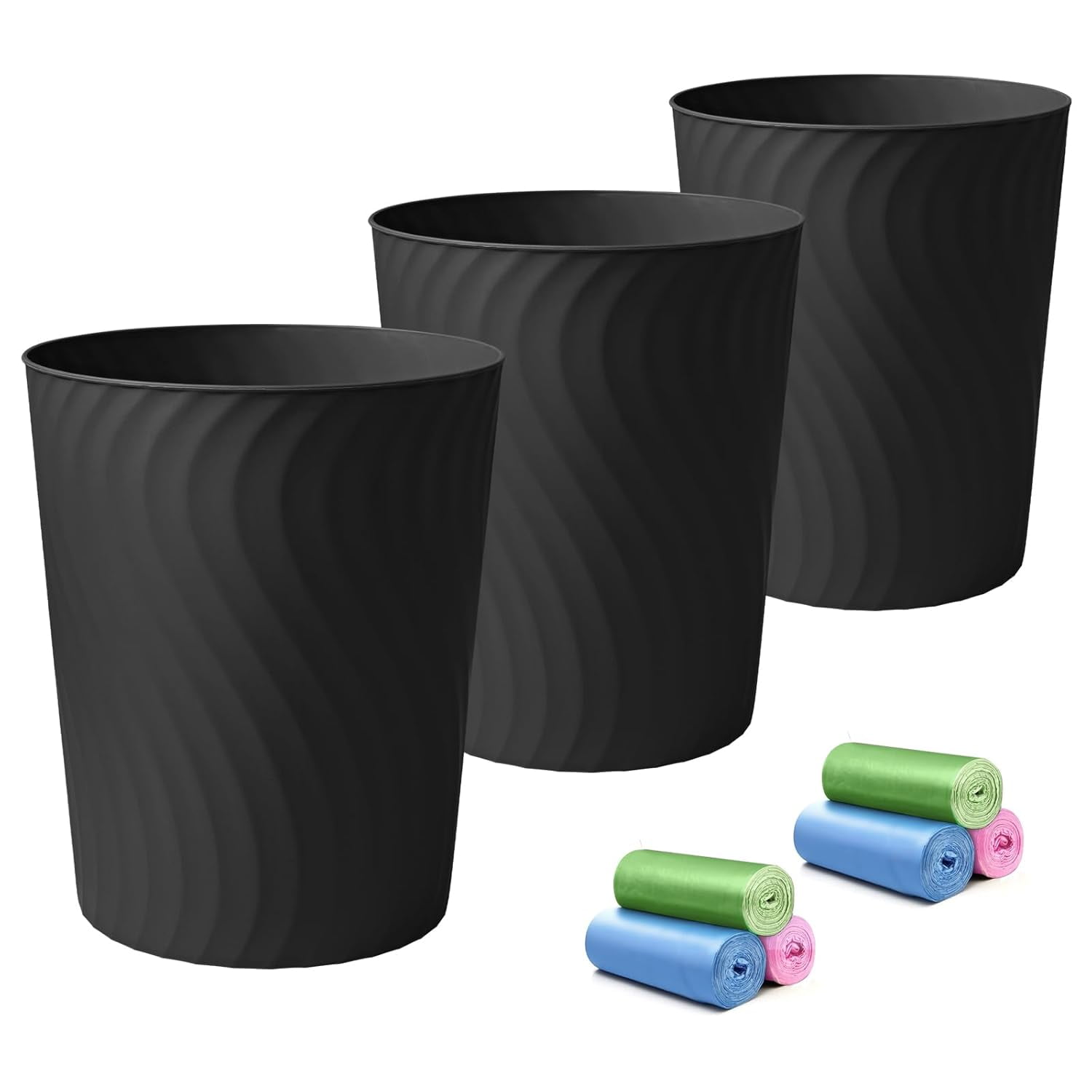 Small Trash Can, 3 Pack 1.8 Gallons Bathroom Trash Can, Slim Waste ...