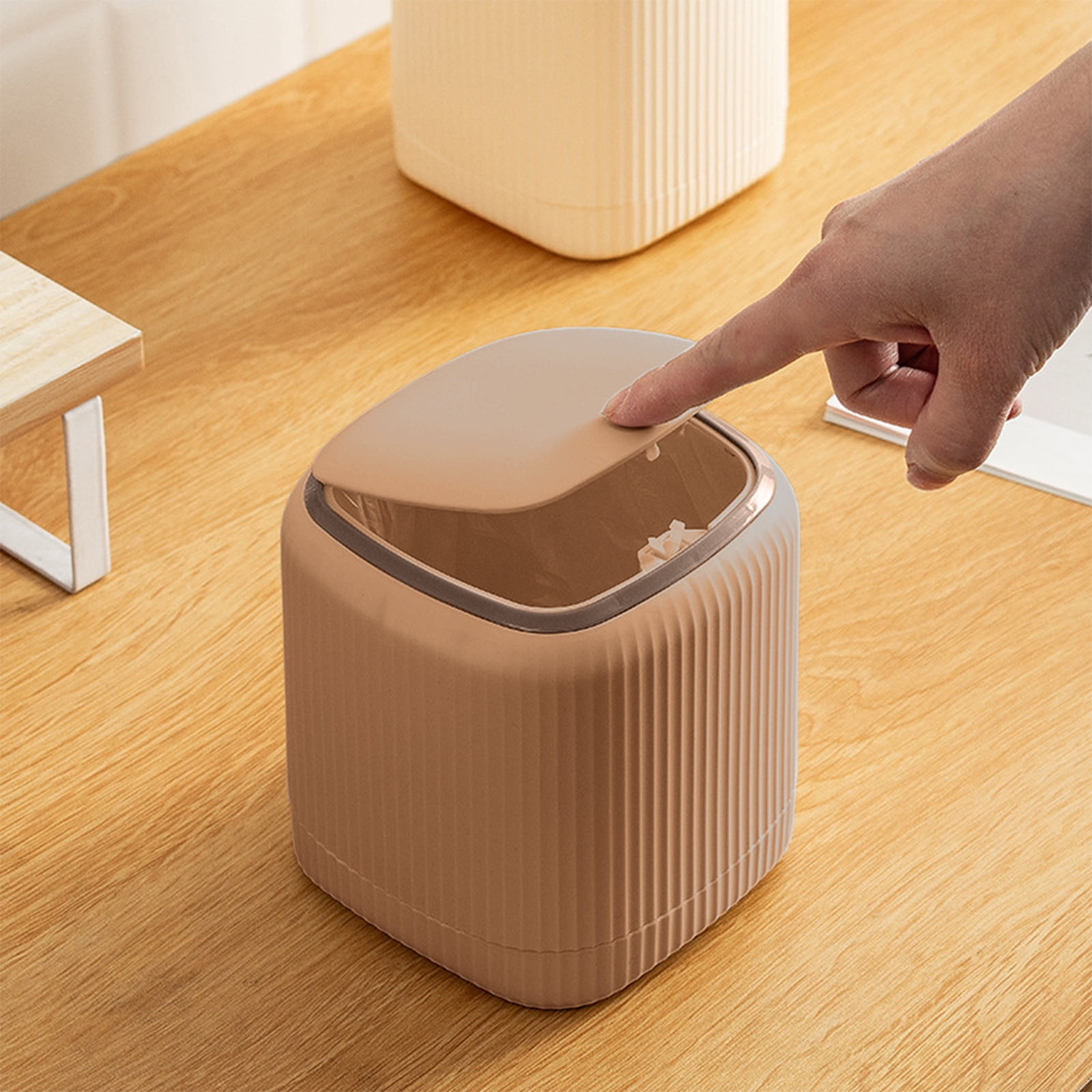 Small Trash Can, Countertop Waste Bin, Push-Button Lid, Multipurpose ...