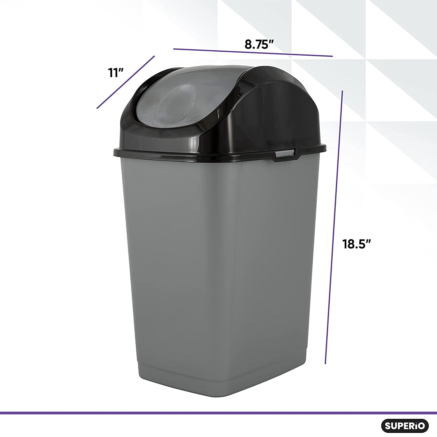Small Trash Can for Dorm with Lid 4.5 Gallon Plastic Swing Top Slim ...