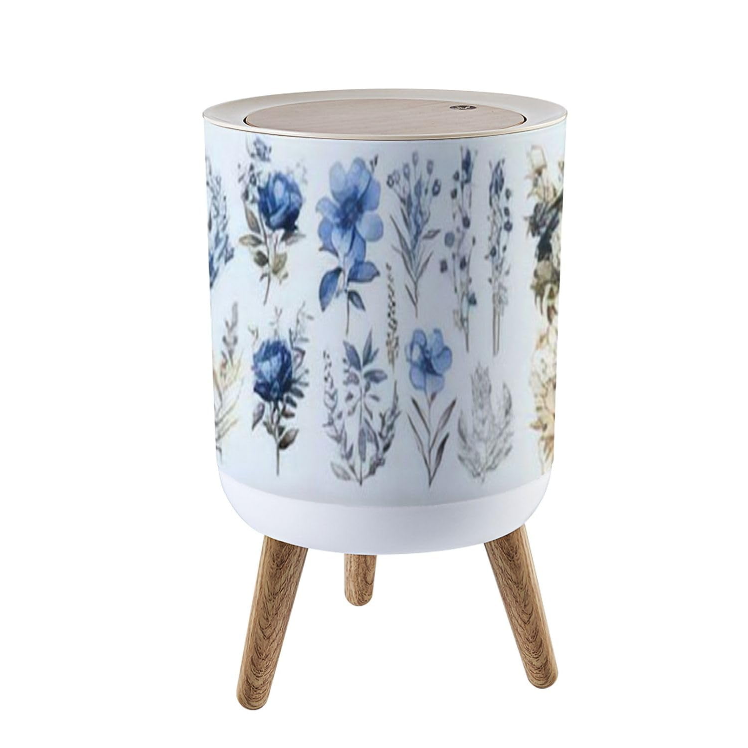 Small Trash Can with Lid for Bathroom Kitchen Office Diaper Blue ...