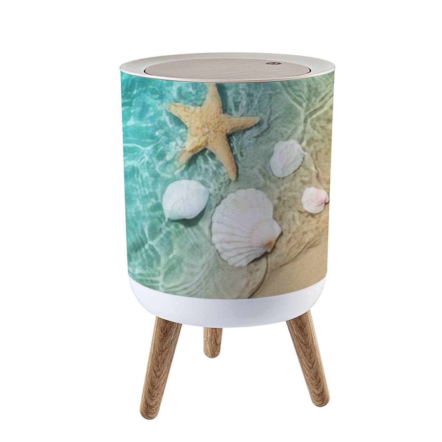 Small Trash Can with Lid for Bathroom Kitchen Office Diaper Starfish ...