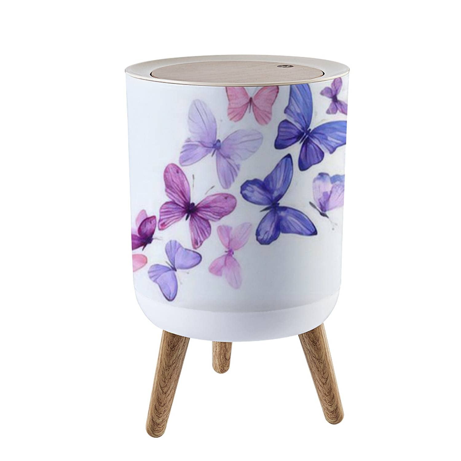 Small Trash Can with Lid for Bathroom Kitchen Office Diaper swarm pink ...