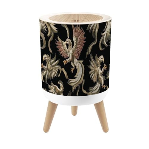 Small Trash Can with Lid Embroidery griffin medieval seamless Gothic ...