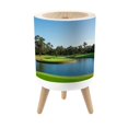 Small Trash Can with Lid Golf Course Water Greenery Clear Sky Smooth ...
