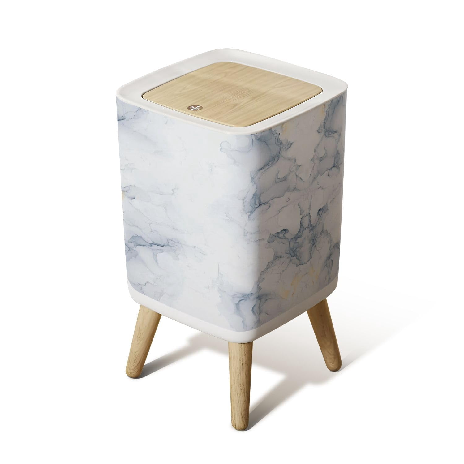 Small Trash Can with Lid Light Marble Wall Pattern Abstract Template ...
