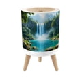 Small Trash Can with Lid Majestic Waterfall Surrounded by Green Forest ...