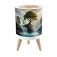 Small Trash Can with Lid Majestic Waterfalls Lone Tree Rocky Cliff ...