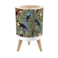 Small Trash Can with Lid Oriental Bird Vintage Green Floral Birds ...