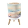 Small Trash Can with Lid Serene Beach Scene Shells Gentle Waves Soft ...